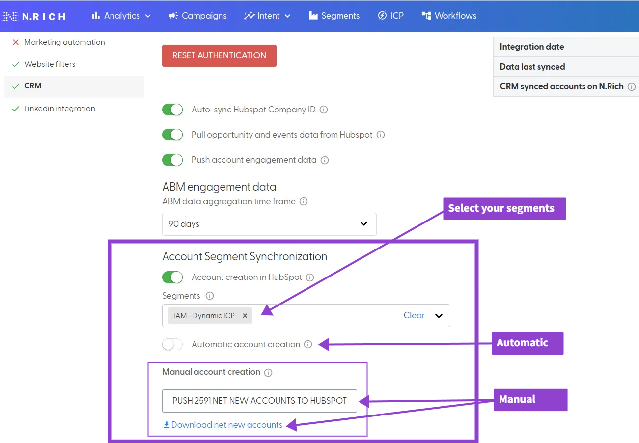 Account Segment Push to CRM